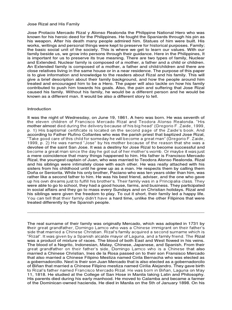 Jose Rizal and His Family | PDF | Philippines