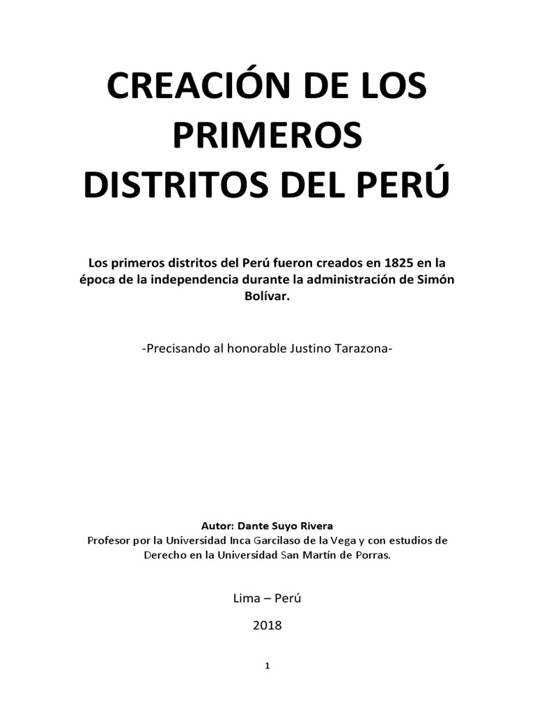 Creación de Los Primeros Distritos Del Perú. | PDF | Perú | Gobierno
