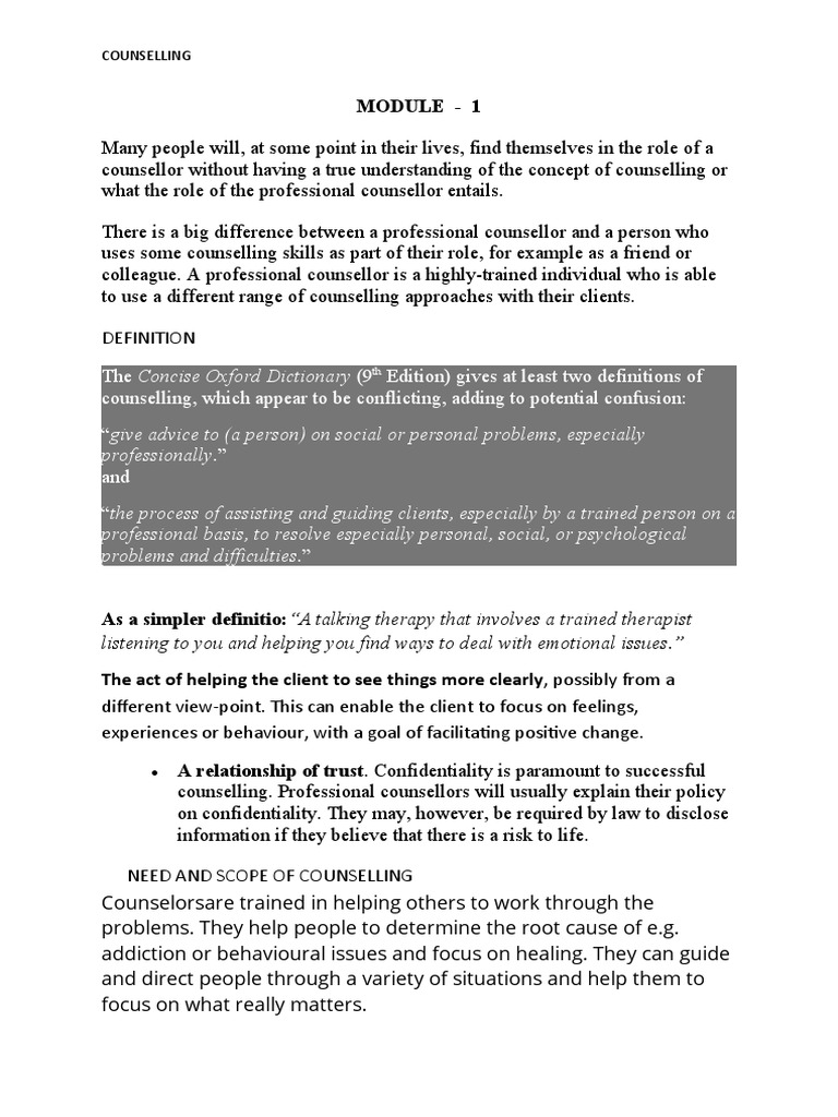 Understanding the Counselling Process | PDF | Psychotherapy ...