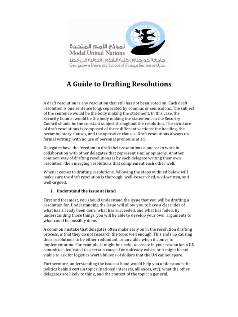 How to Draft a Resolution | United Nations | International Politics