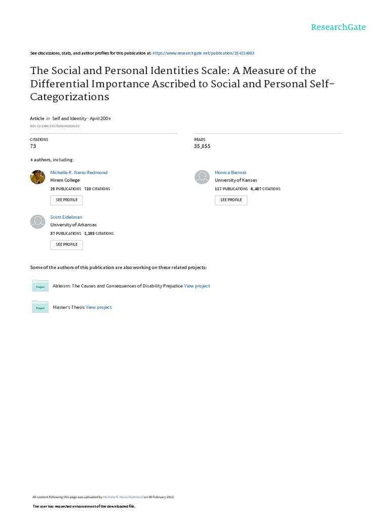 The Socialand Personal Identities Scale 2004 | PDF | Factor Analysis ...