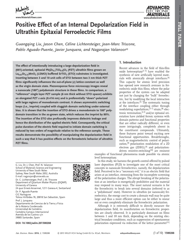 Adv Elect Materials - 2015 - Liu - Positive Effect of An Internal ...