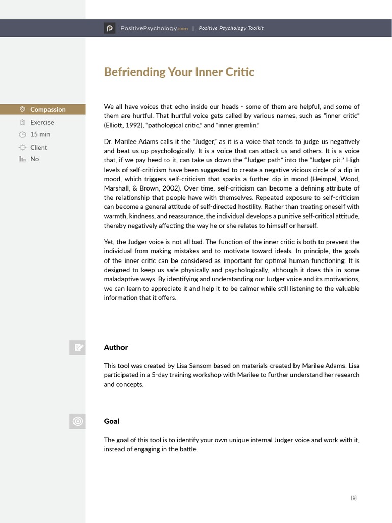 Befriending - Your-Inner-Critic | PDF | Cognition | Cognitive Science
