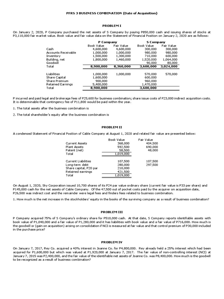 PFRS 3 Business Combination | PDF