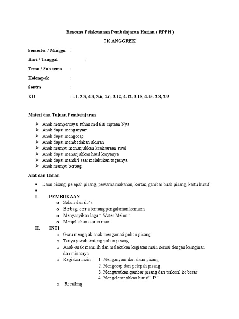 RPPH Kel 3 | PDF | Seni & Disiplin Bahasa | Pengembangan Diri