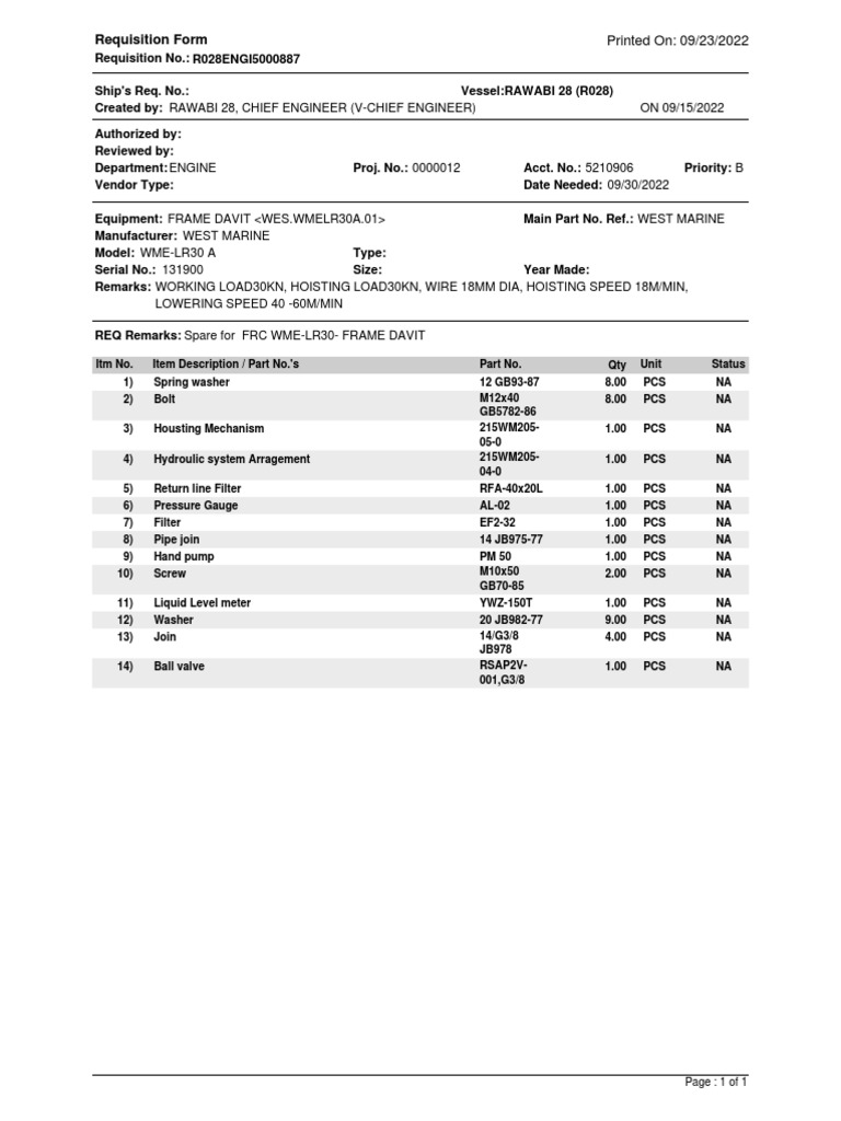 Requisition Form: Printed On: 09/23/2022 | PDF | Chemical Engineering ...