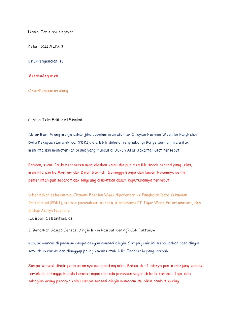 Contoh Teks Editorial Singkat Salinan Salinan | PDF