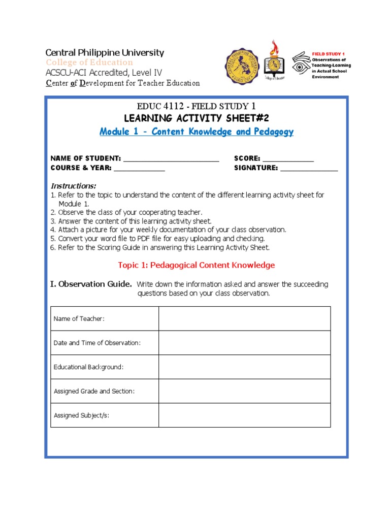 Learning Activity Sheet Module 1a | PDF | Educational Technology | Teaching Method