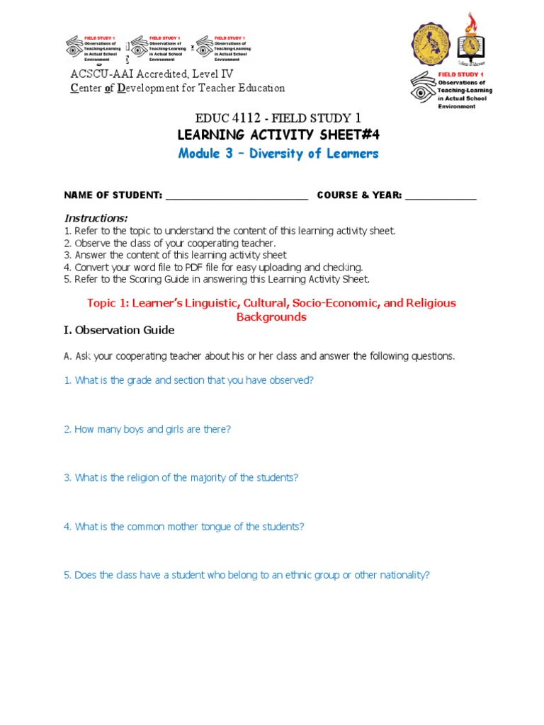 Learning Activity Sheet Module 3 | PDF | Intellectual Giftedness | Learning