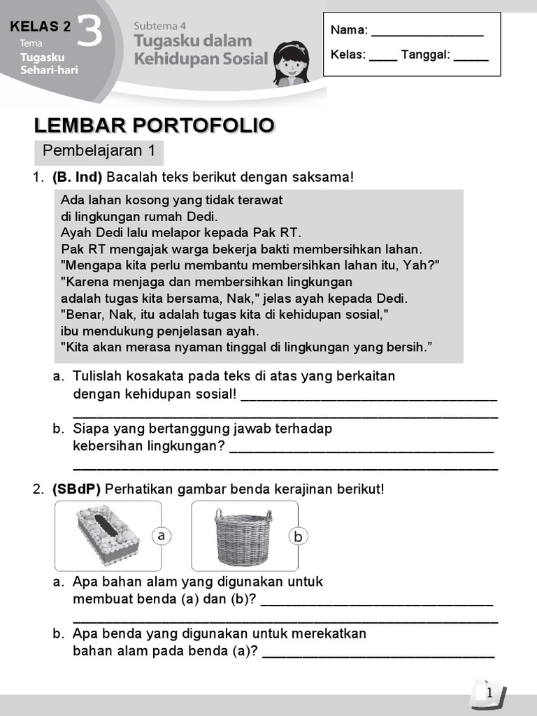 Lembar Portofolio Bupena 2b Tema 3 Sub 4 | PDF