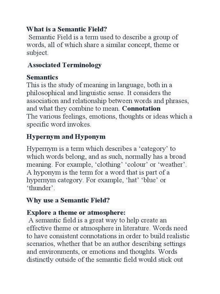 Semantic field | PDF | Cognition | Linguistics