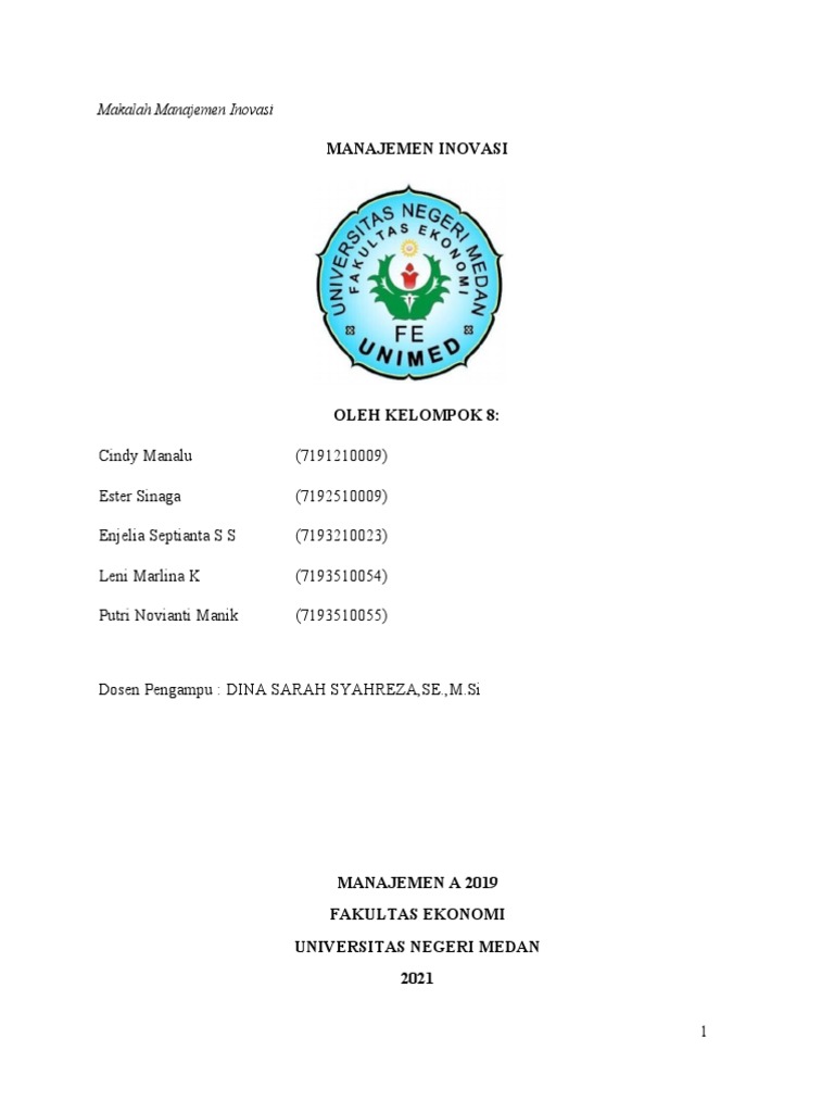 Makalah Materi 1 - Manj Inovasi | PDF