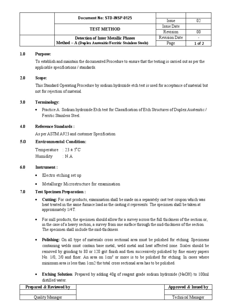 STD-INSP-0125 IGC Phases Practice - A - (ASTM A923) DUPLEX | PDF ...
