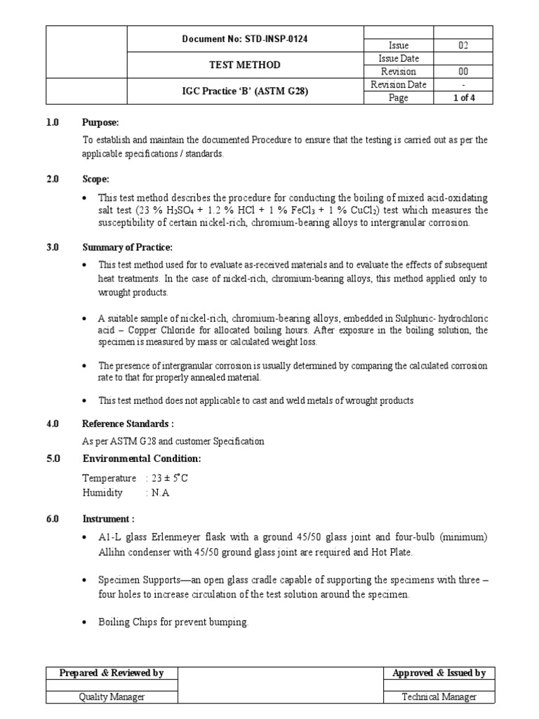 STD-INSP-0124 IGC Practice _B_ (ASTM G28) | PDF
