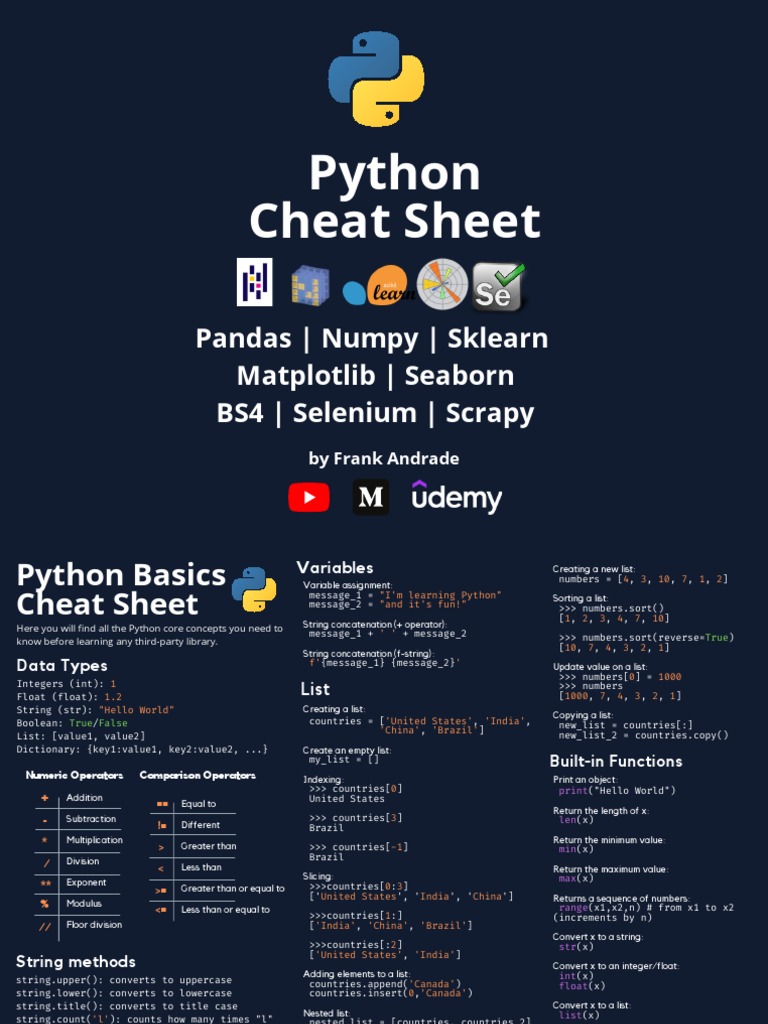 Python For Data Science Cheat Sheet 20 Pdf Principal Component Analysis Computing