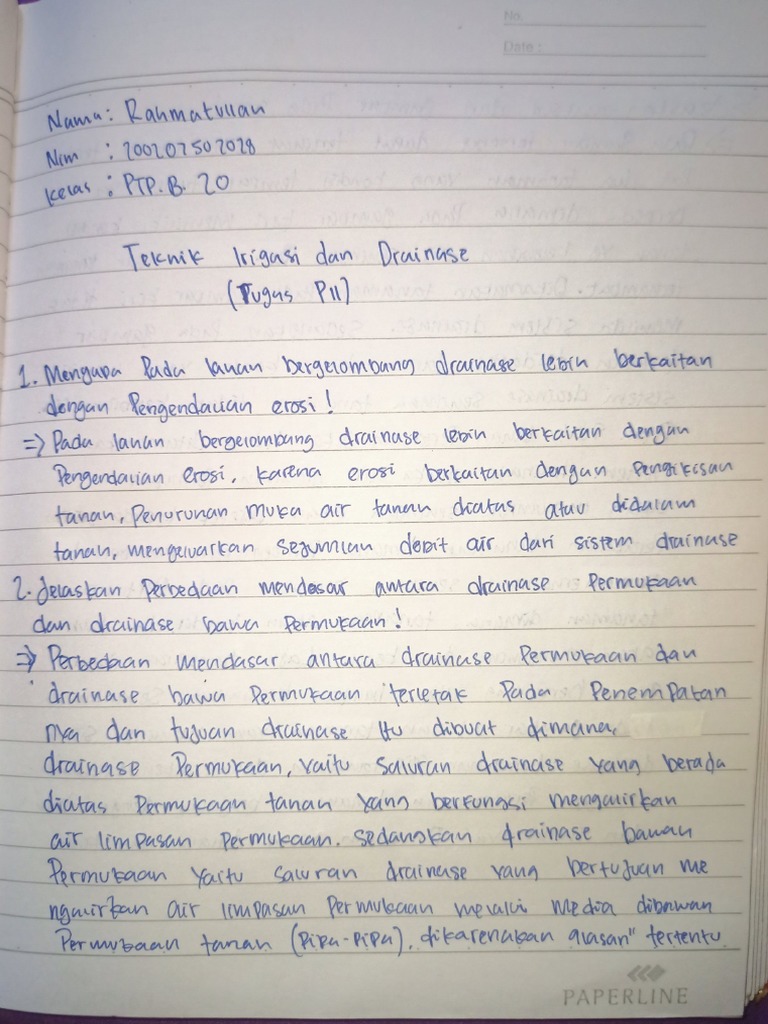 Tugas p11 Teknik Irigasi Dan Drainase - Rahmatullah - 200207502028 - PTP B 20 18-Nov-2022 11-06 ...