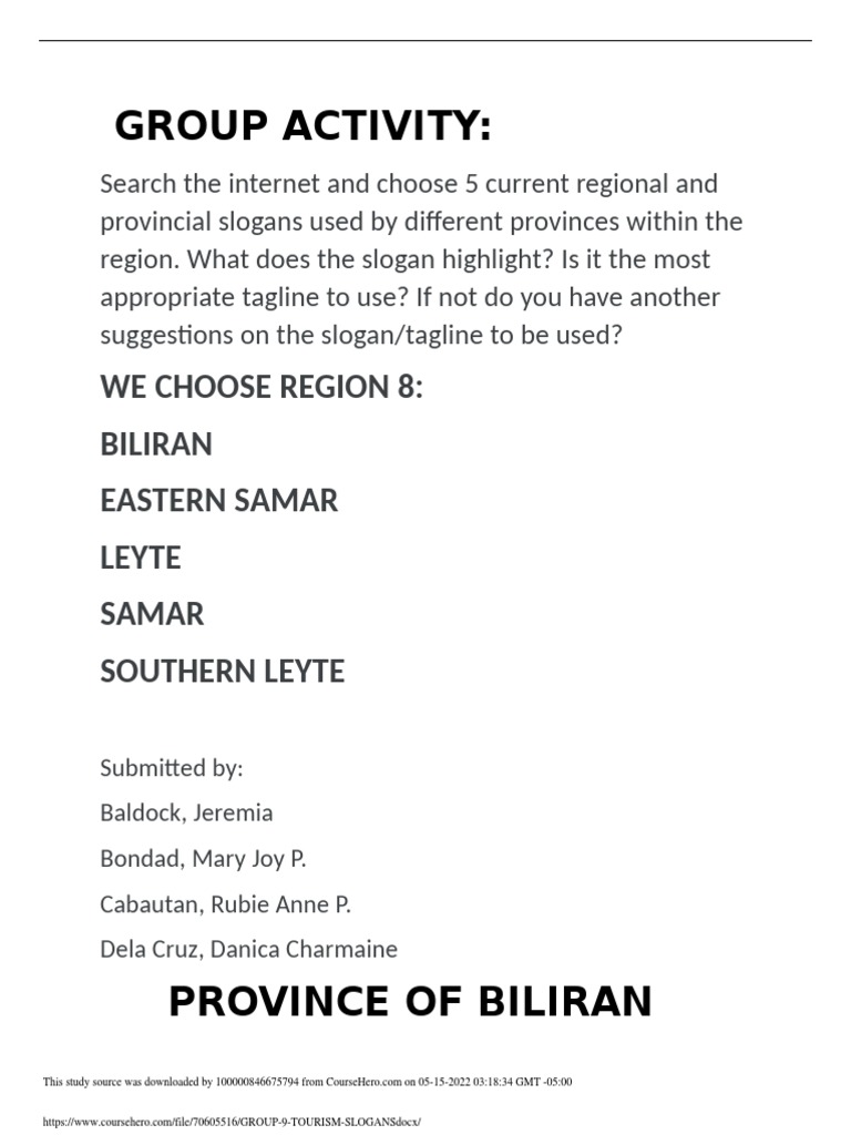 Group 9 Tourism Slogans | PDF