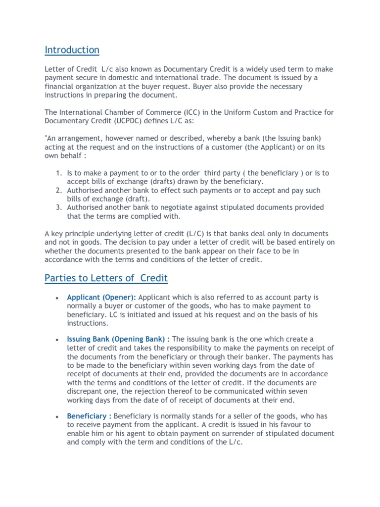 Letter of Credit | PDF | Letter Of Credit | Money