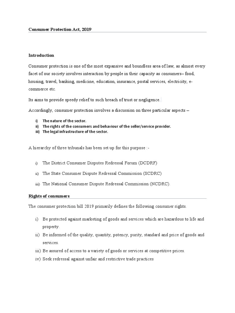 Consumer Protection Act, 2019 | PDF | Insurance | Consumer Protection