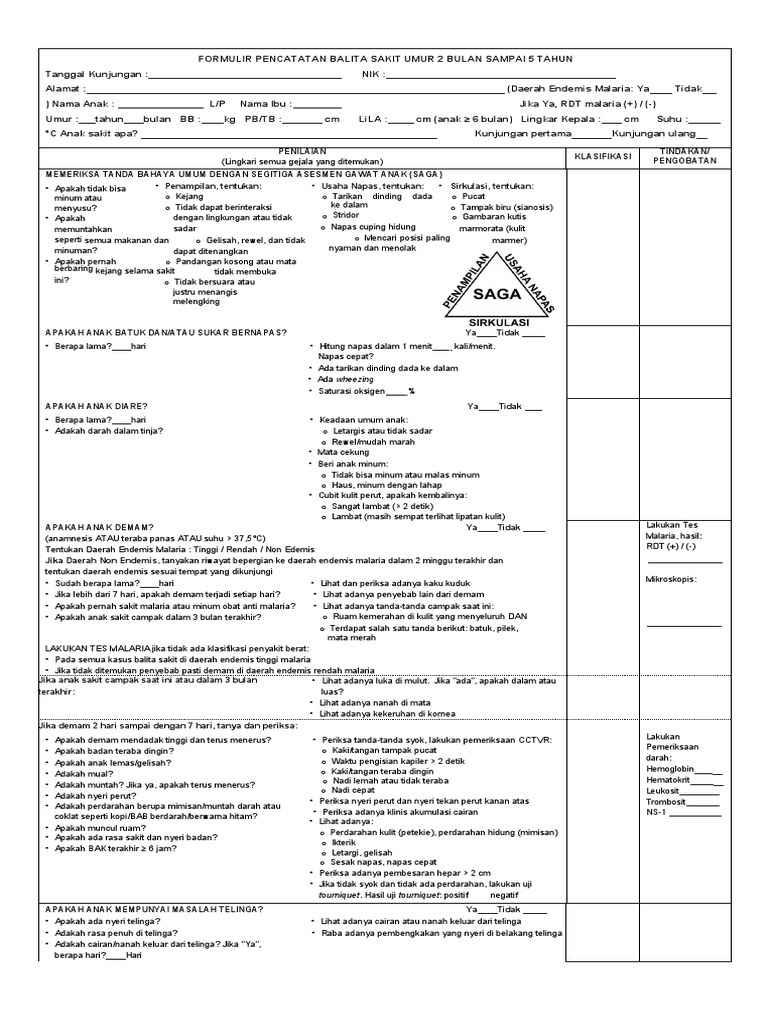 Formulir Pencatatan Balita Sakit - Rev 2022 | PDF