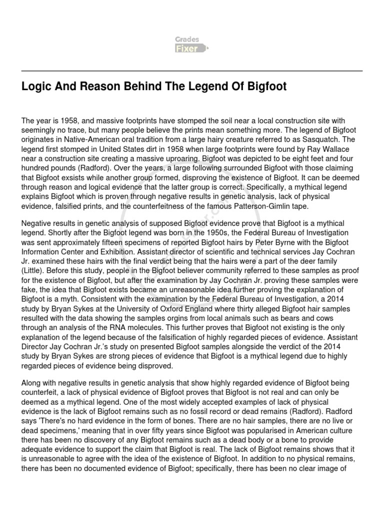 Logic and Reason Behind The Legend of Bigfoot | PDF | Bigfoot