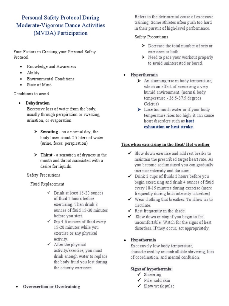 Personal Safety Protocol | Download Free PDF | Hypothermia | Perspiration