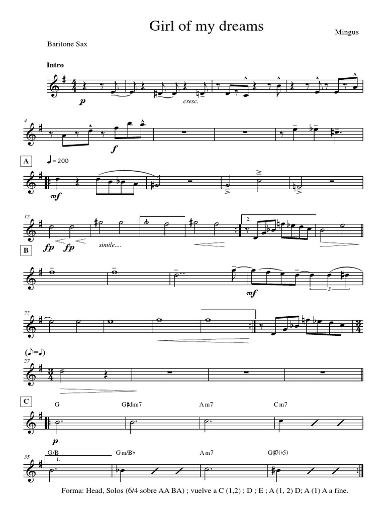 Girl of My Dreams 2017x - Baritone Sax | PDF