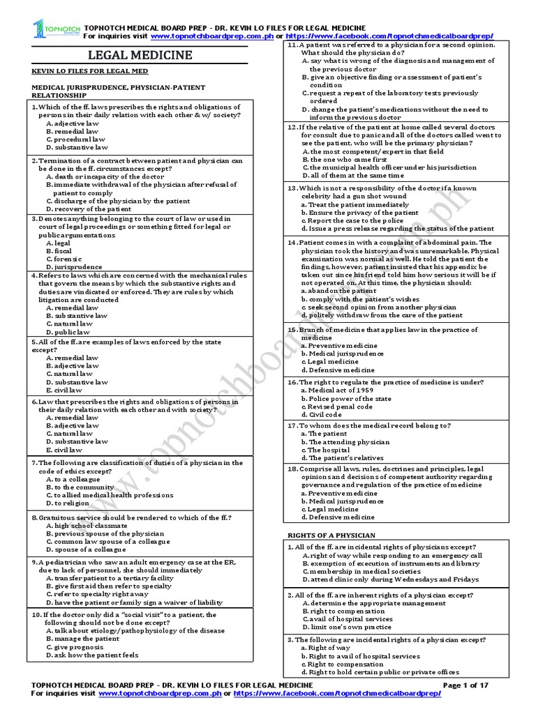 Karl Avillo - Legal Medicine | PDF | Medicine | Damages