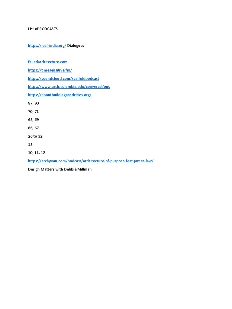 List of Podcasts | PDF