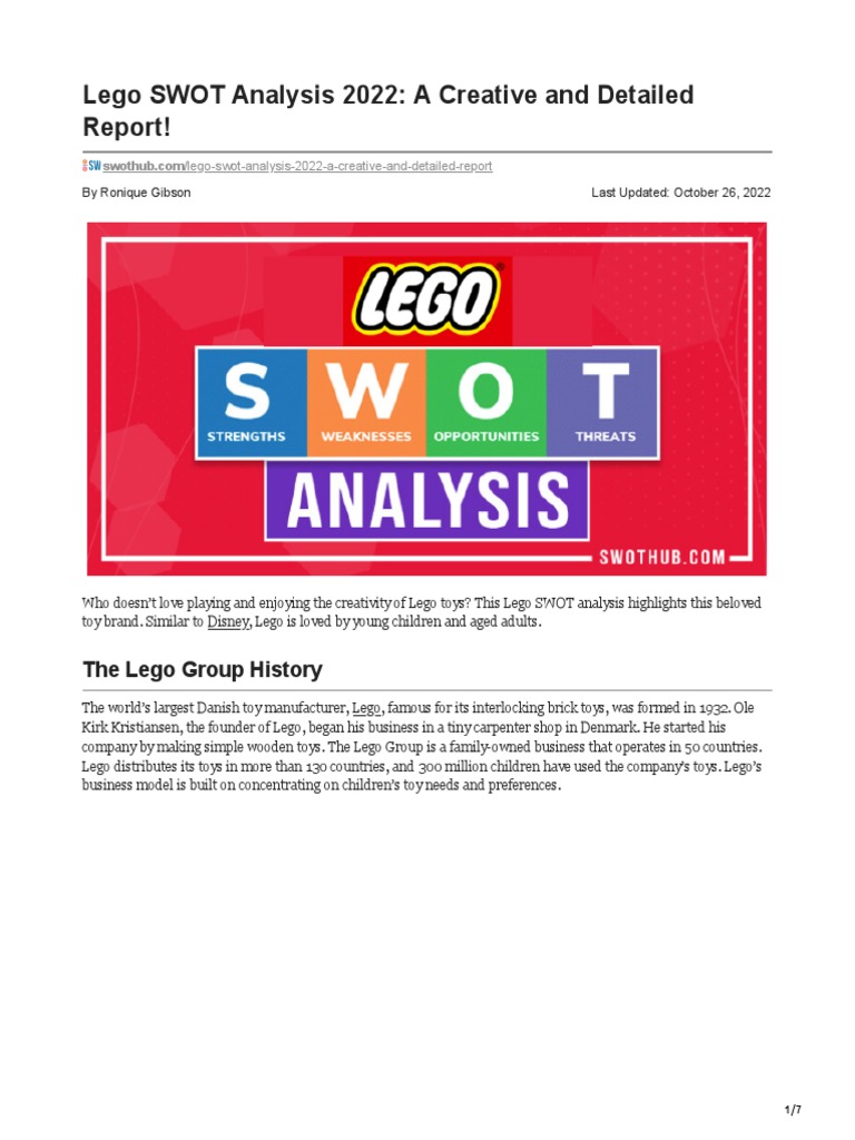 Lego SWOT Analysis 2022 A Creative and Detailed Report | PDF | Toys ...