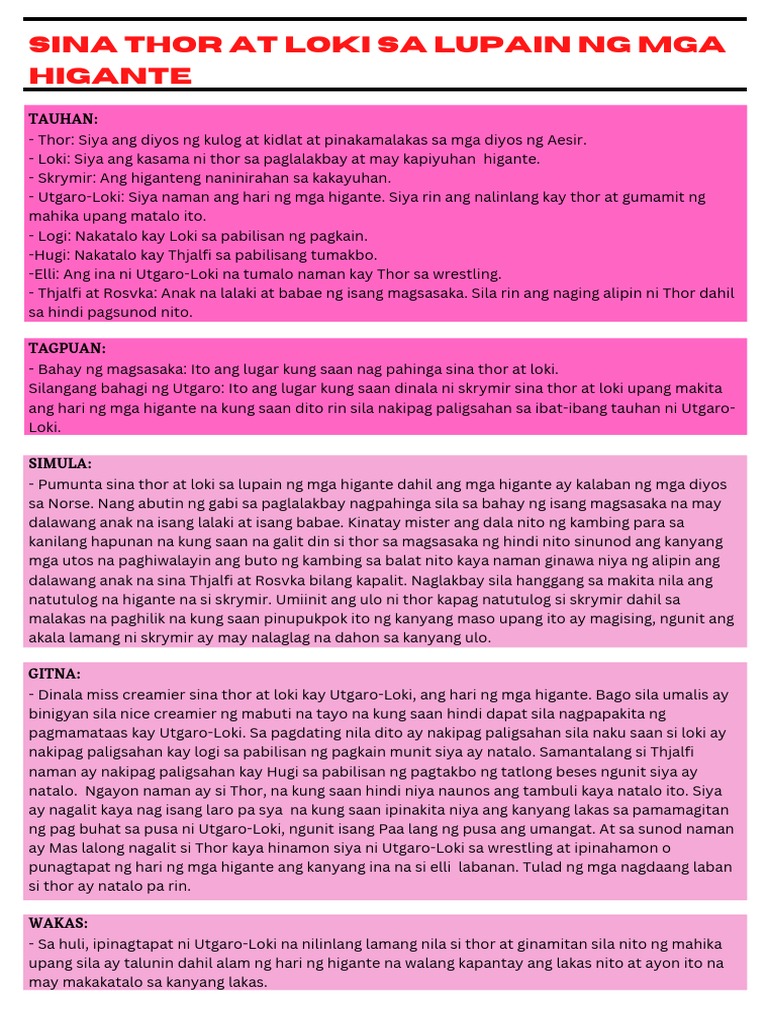 Sina Thor at Loki Sa Lupain NG Mga Higante Tauhan | PDF