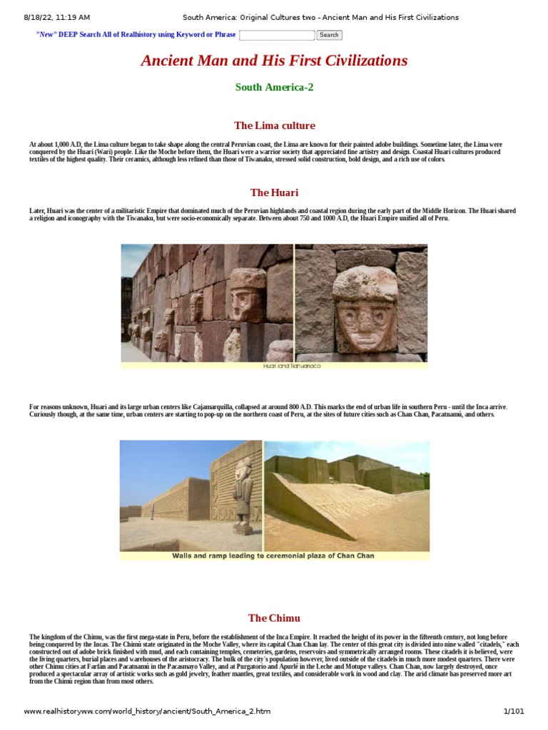 South America - Original Cultures Two - Ancient Man and His First ...