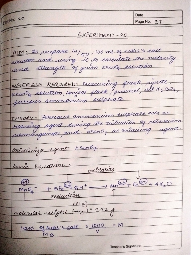 Chemistry Practical (Experiment 20-23) | PDF