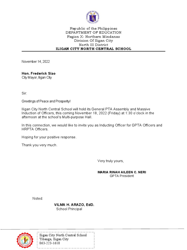 Invitation Letter For Induction of Officers | PDF | Governance ...