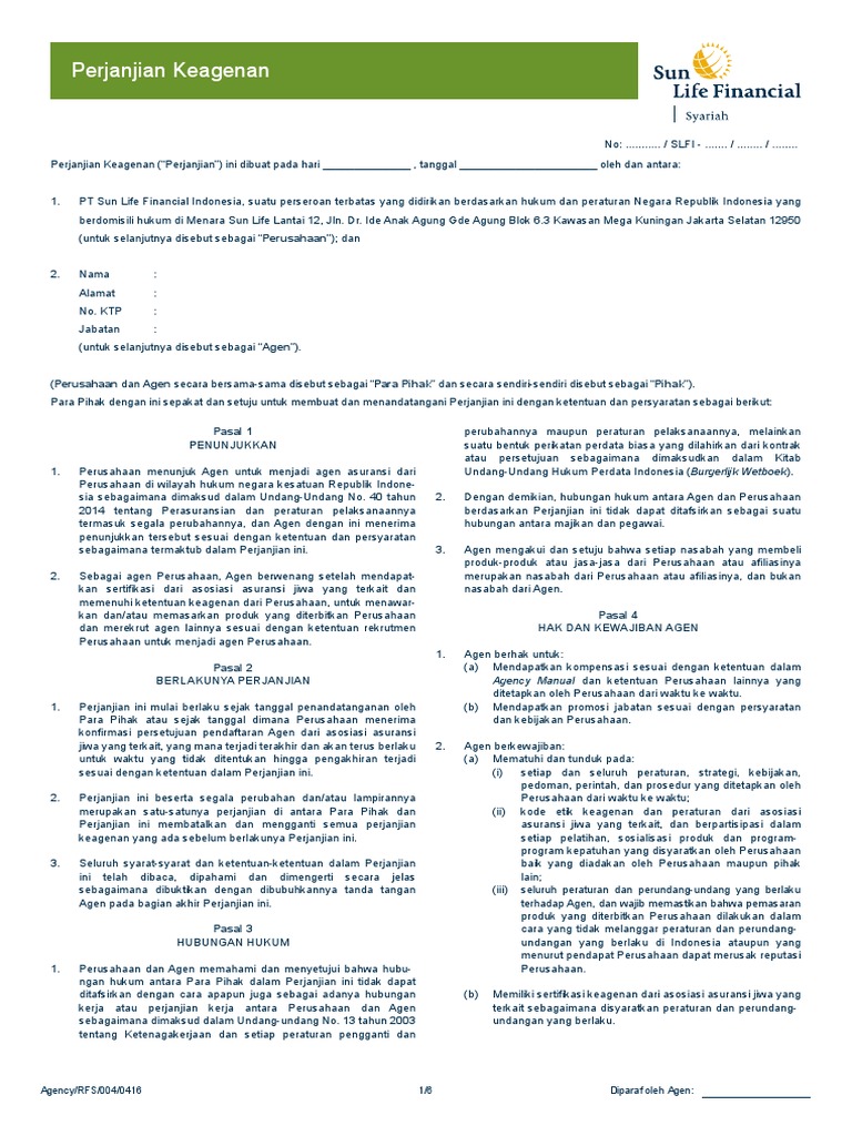 Adoc - Pub - Perjanjian Keagenan Perjanjian Ini Dibuat Pada Har | PDF Adoc - Pub - Perjanjian Keagenan Perjanjian Ini Dibuat Pada Har | PDF