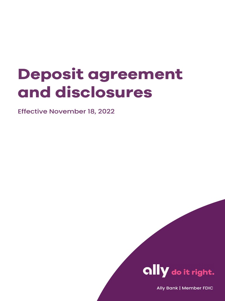 Ally Bank Deposit Agreement | PDF