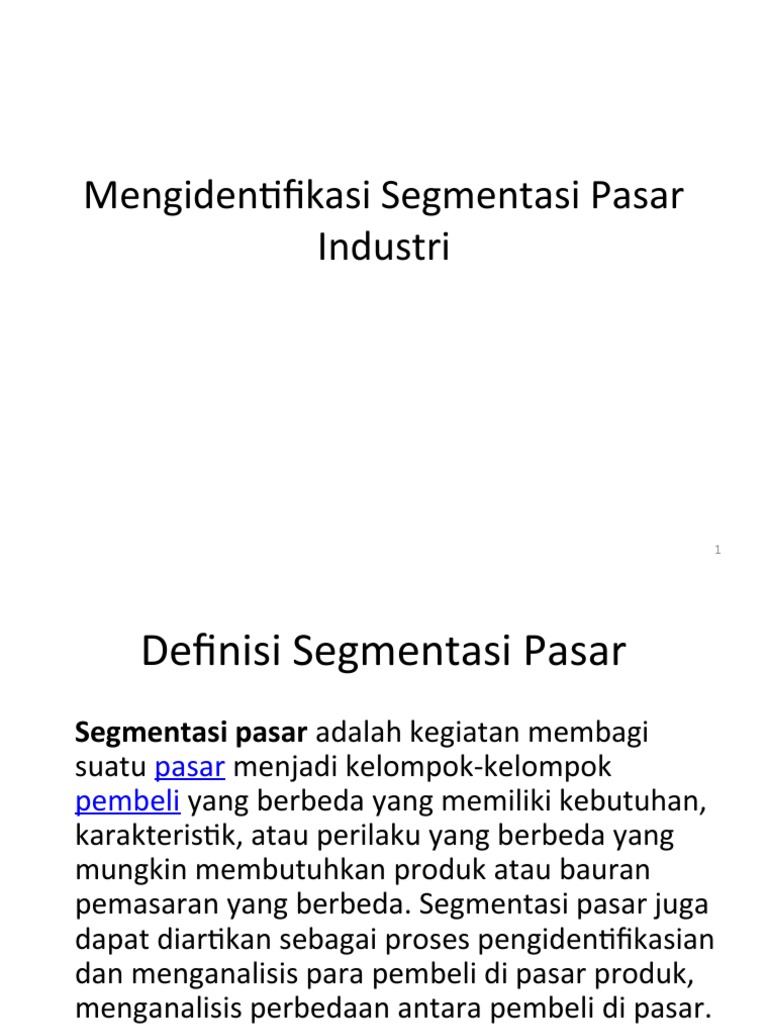 Proses Identifikasi Segmentasi Pasar | PDF