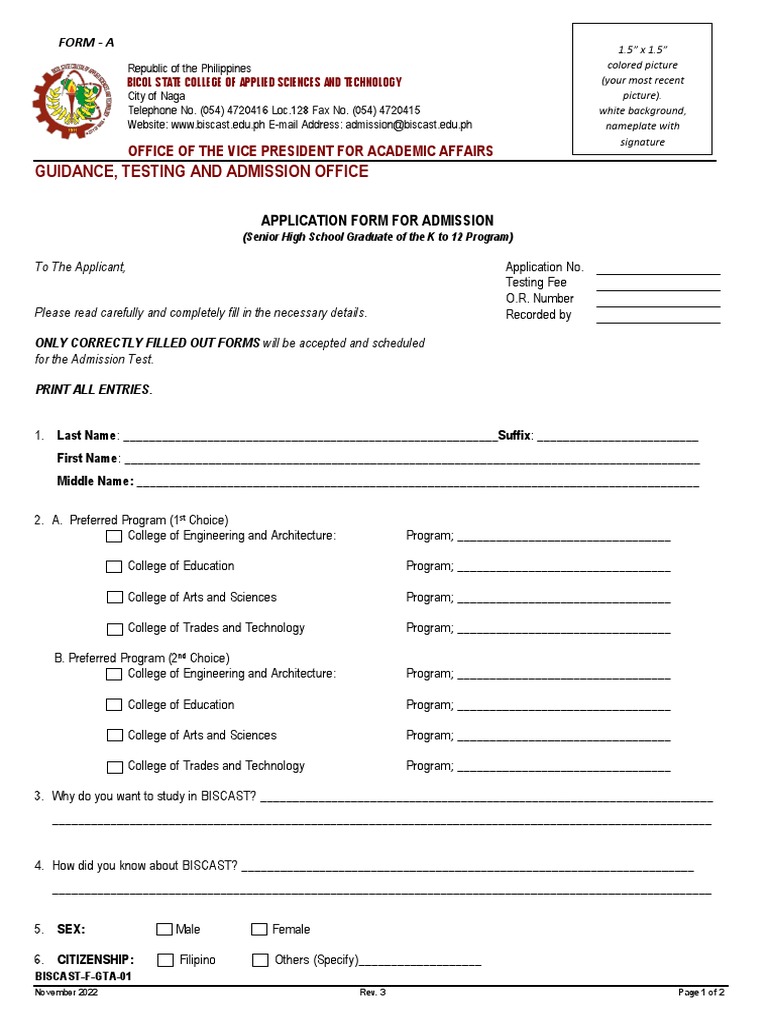 FORM A Sa Biscast | PDF | Career & Growth