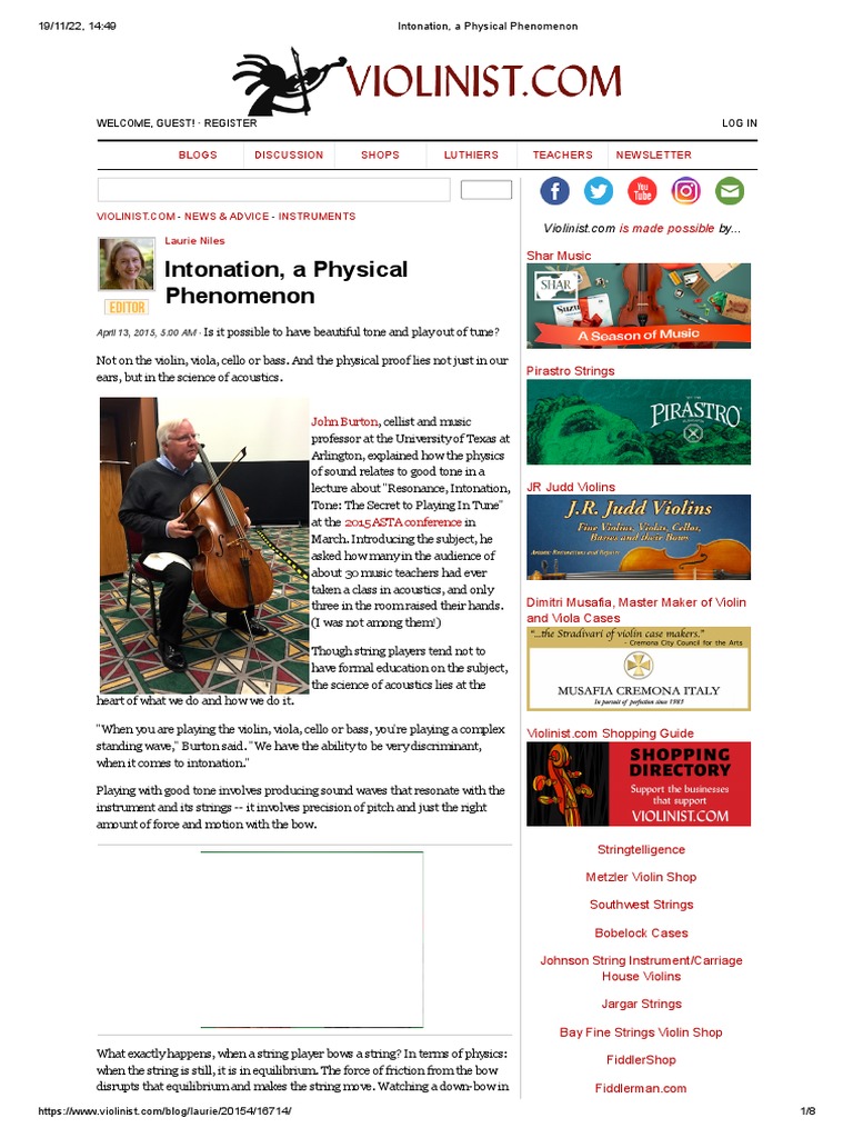 Intonation, A Physical Phenomenon | PDF | Violin | String Instruments