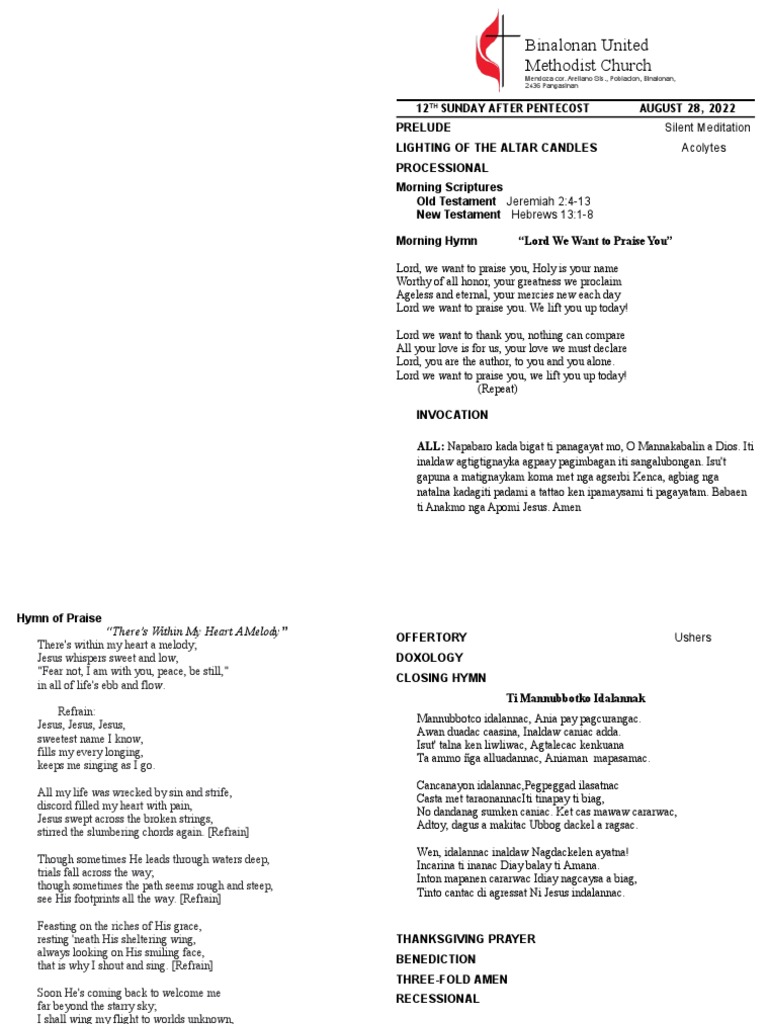 Binalonan Church Hymn Service Schedule | PDF | Worship | Christian ...