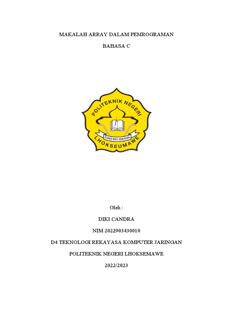 Makalah Array Bahasa C (Diki Candra) | PDF