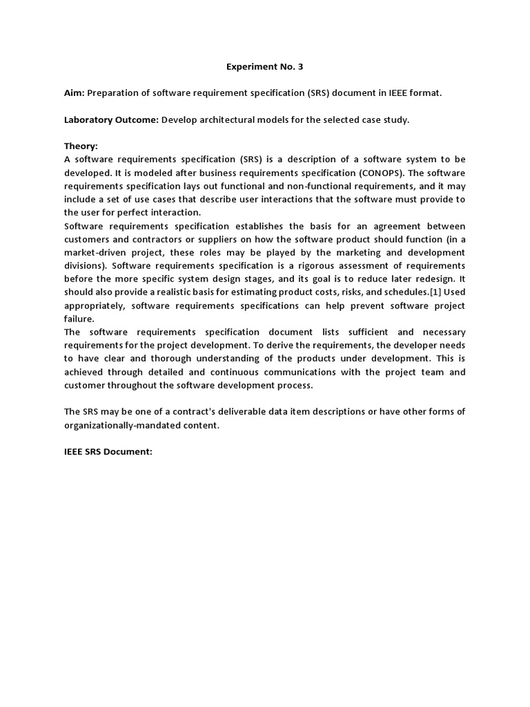 Build an IEEE SRS Document for Student Management System | PDF | Databases | Specification ...