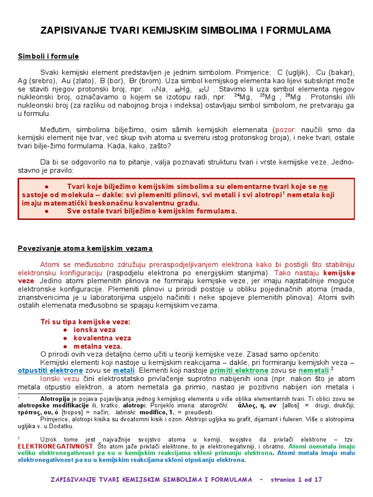 06 Pisanje Kemijskih Simbola I Formula | PDF