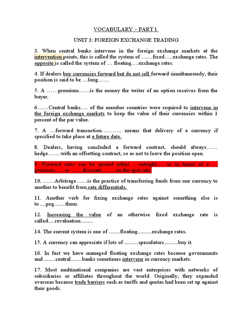 VOCABULARY | PDF | Exchange Rate | Foreign Exchange Market