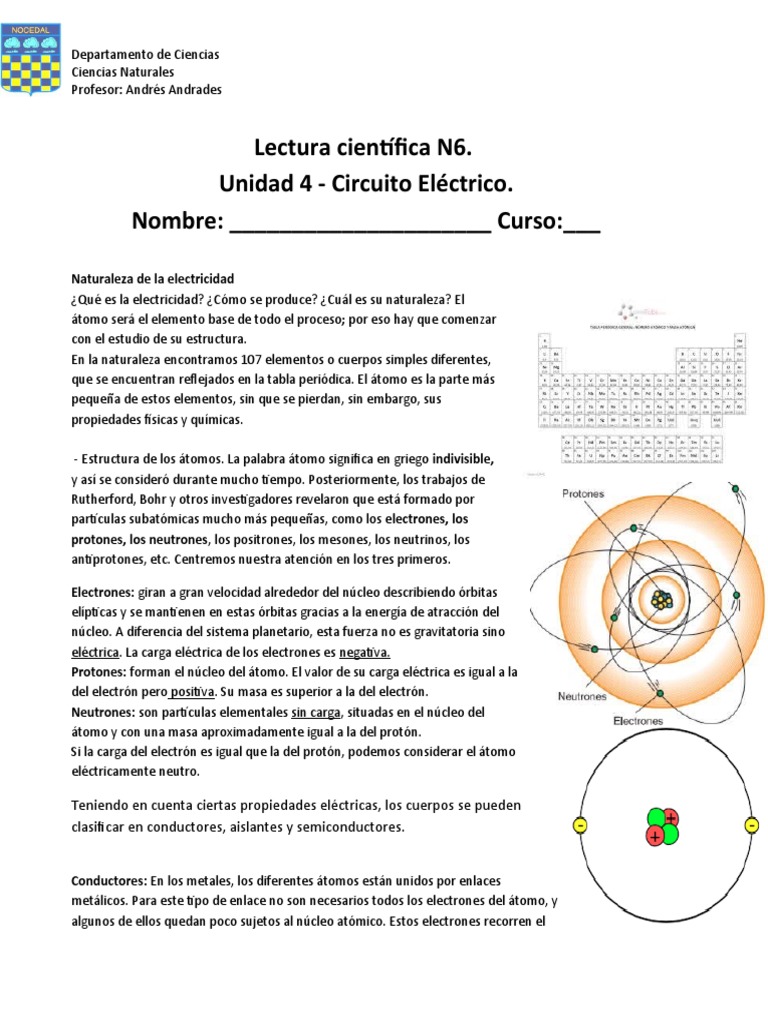 Lectura Científica N6 - Circuito Eléctrico | PDF | Electrón | Electricidad