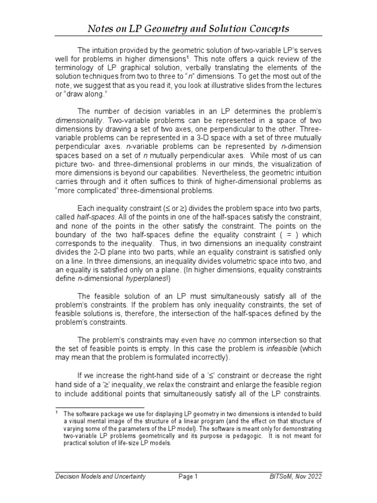 LP Solution Concepts | PDF