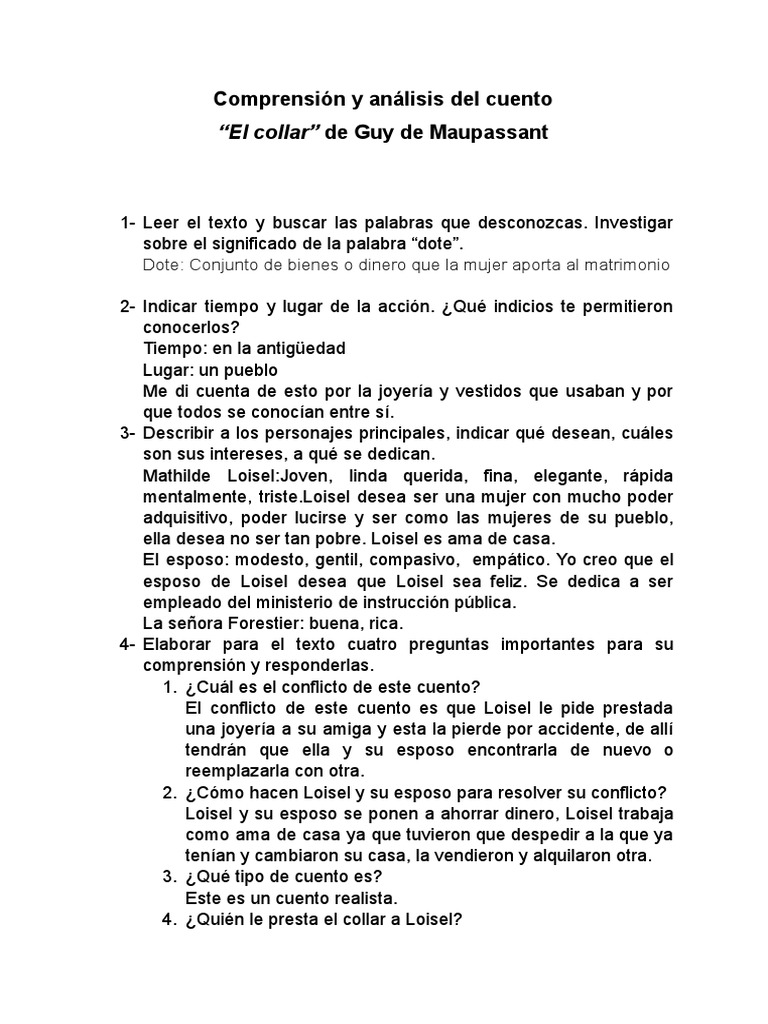 El Collar - Guy de Maupassant | Descargar gratis PDF | Cuentos