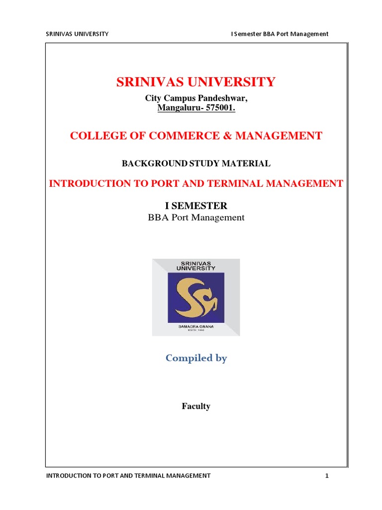 Port Management Study Material | PDF