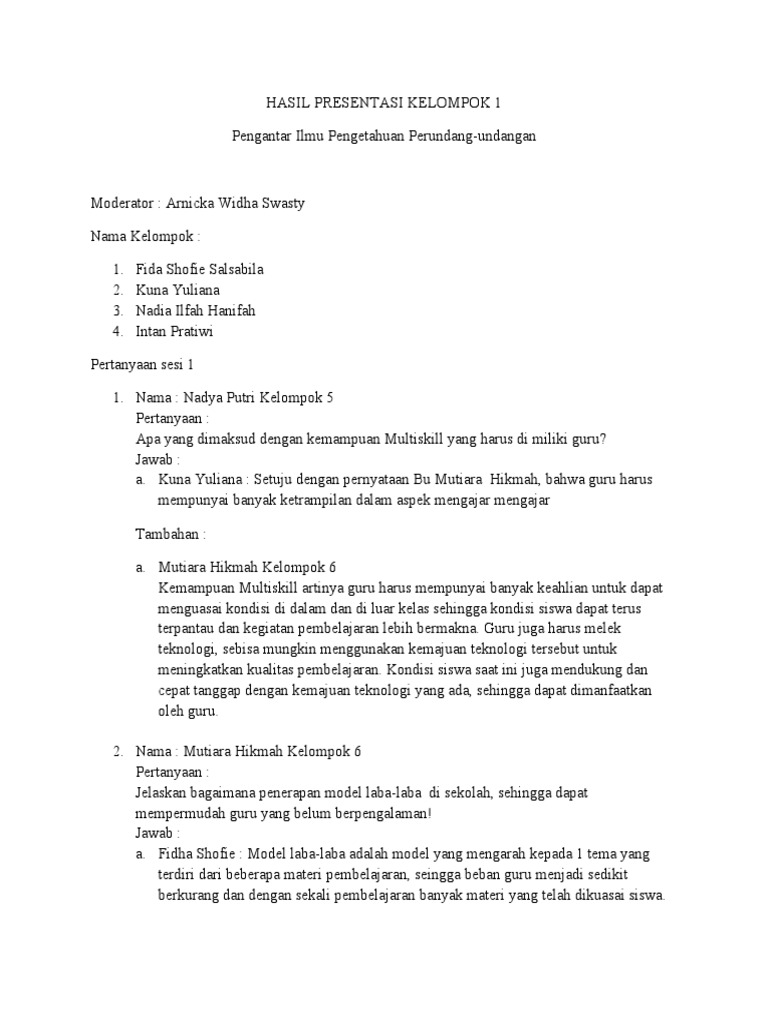 HASIL PRESENTASI KELOMPOK 1 Pembelajaran Terpadu | PDF
