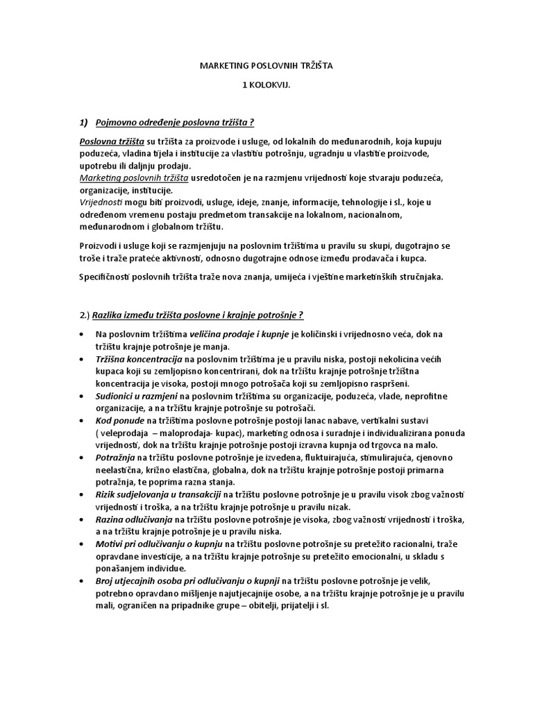 Skripta 1.kolokvij - Marketing PT | PDF